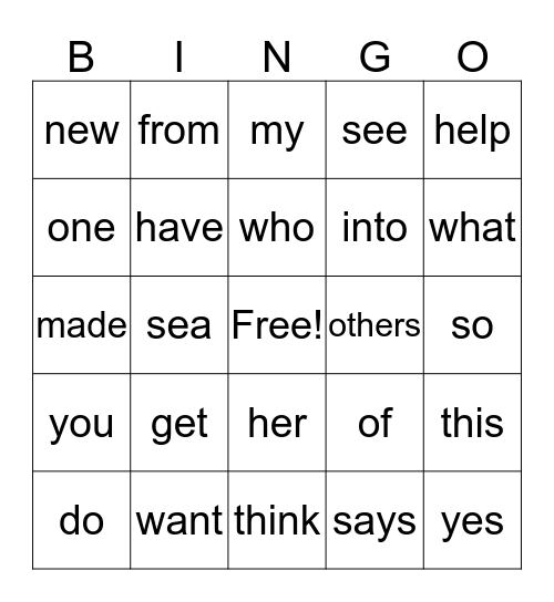 Sight Words- LEAD 21 Unit 2 Bingo Card