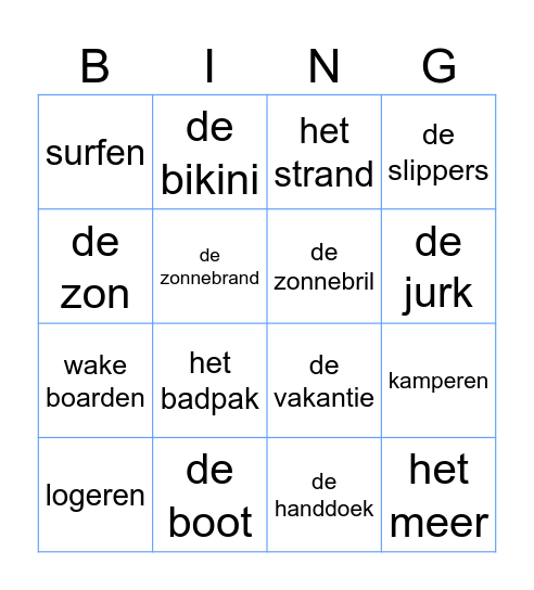 Zomer bingo van Bella en Naomi Bingo Card