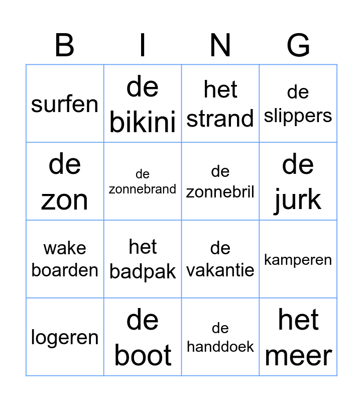 Zomer bingo van Bella en Naomi Bingo Card