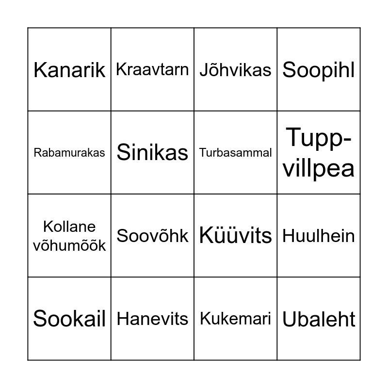 Soo taimed Bingo Card