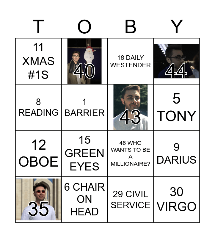 #TOBY30 Bingo Card