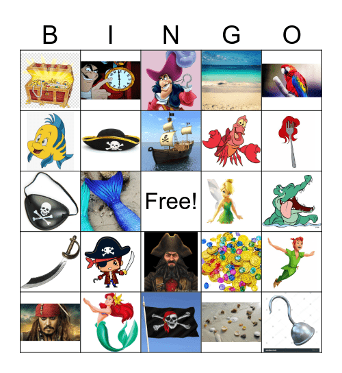 Pirates and Mermaids Bingo Card