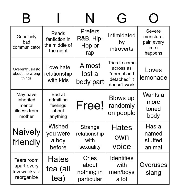 Charlotte's goofy bingo Card
