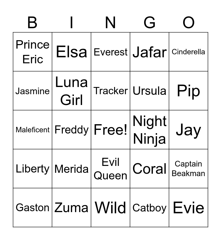 01Mon740 - Chase Bingo Card