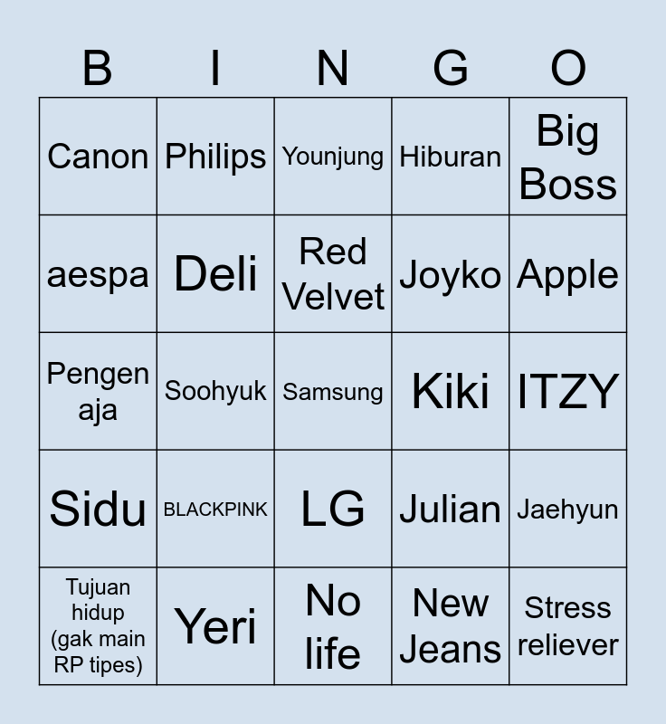 Bingo Jae Bingo Card