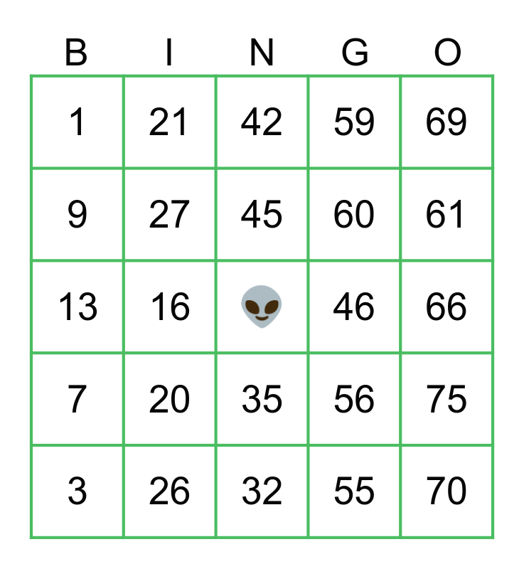 ALIENHOMIE Bingo Card