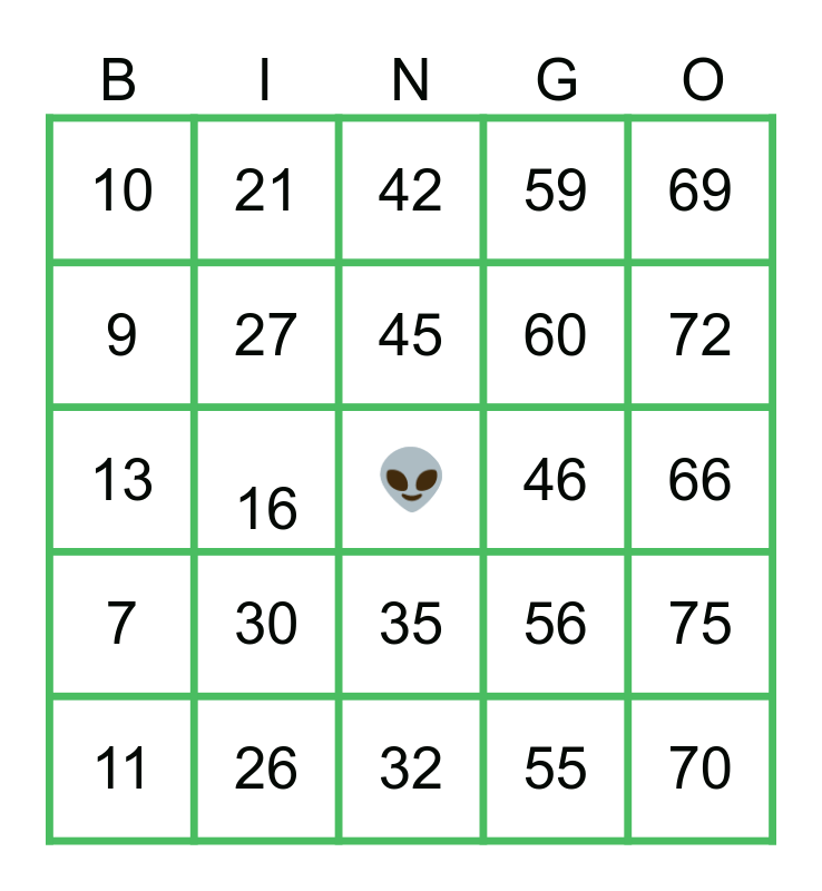 ALIENHOMIE Bingo Card