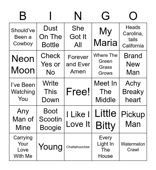 90s County Bingo Card
