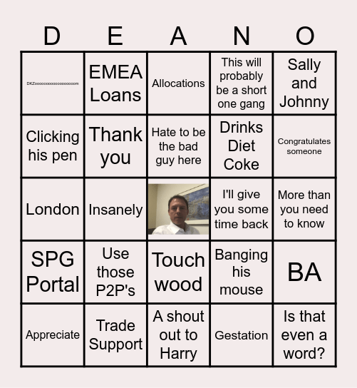 Dean-O Bingo Card