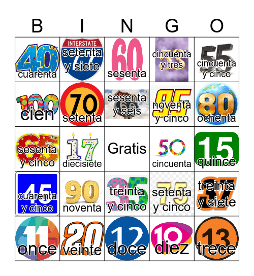 Spanish Numbers- Sra. B. Bingo Card