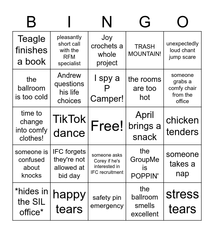 Recruitment Bingo Card