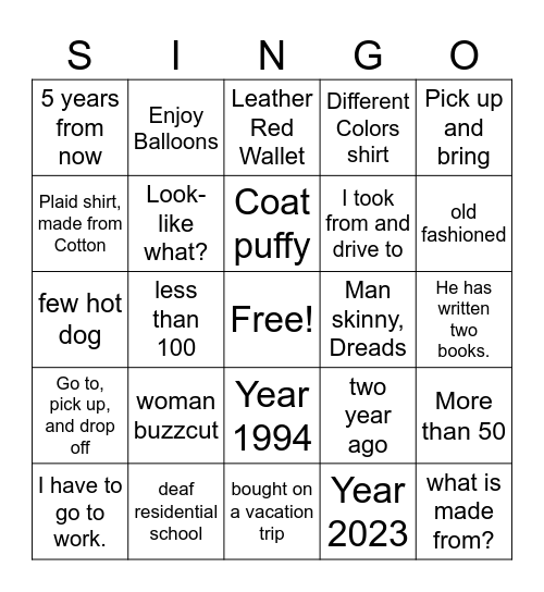 Unit 7 Bingo Card