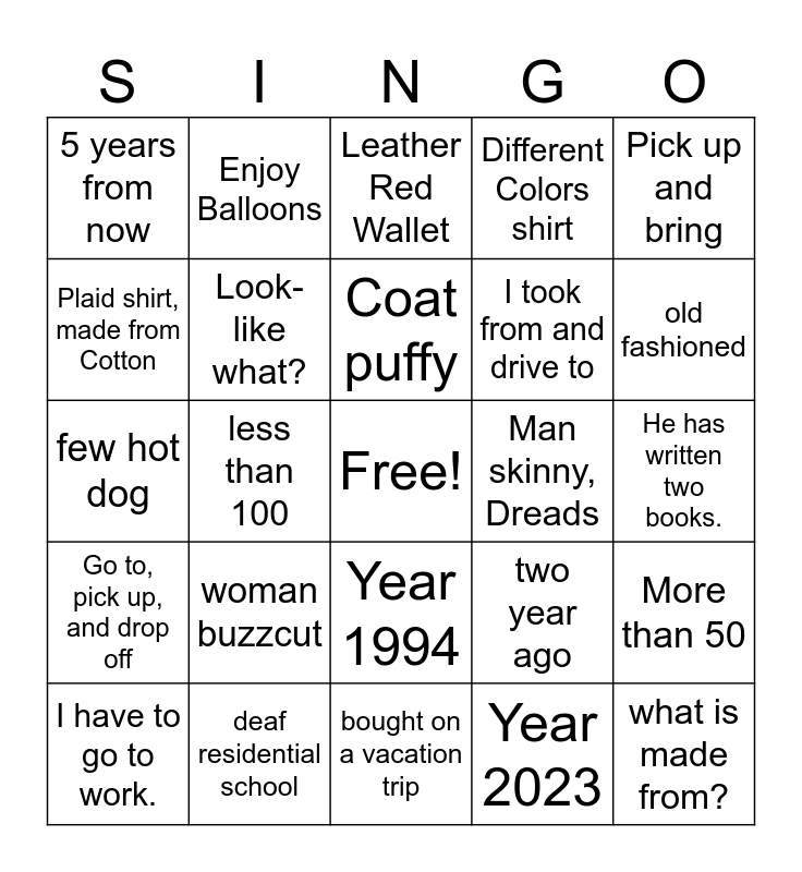 Unit 7 Bingo Card