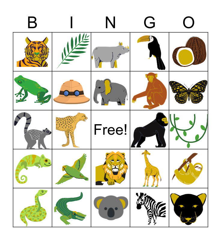 Jungle Bingo Card