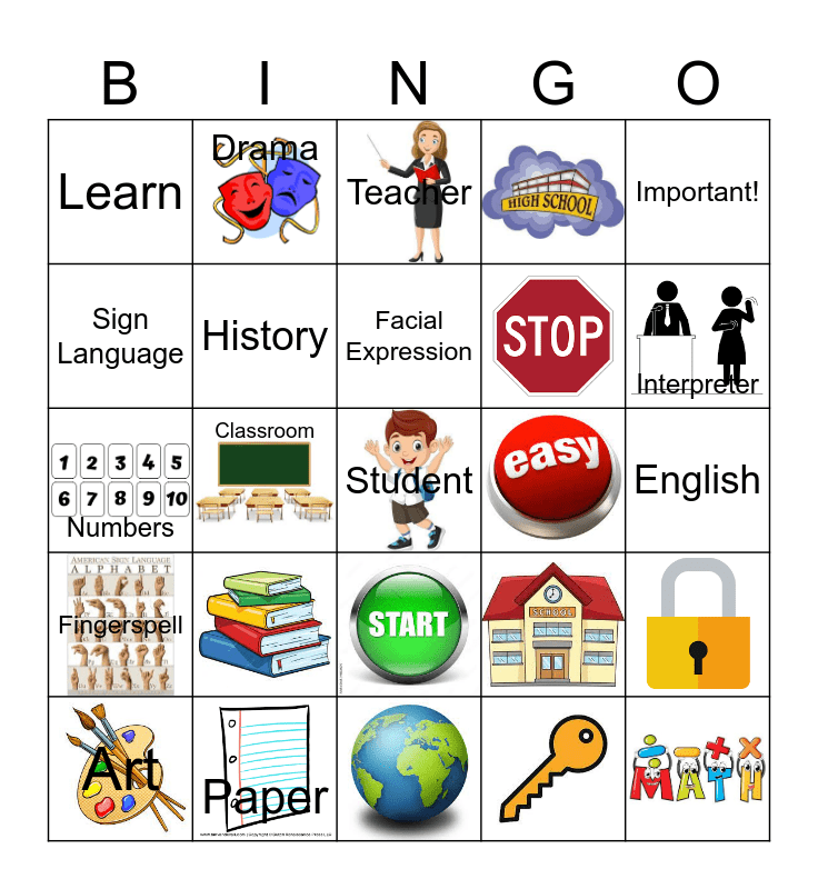 School & Education Signs Bingo Card