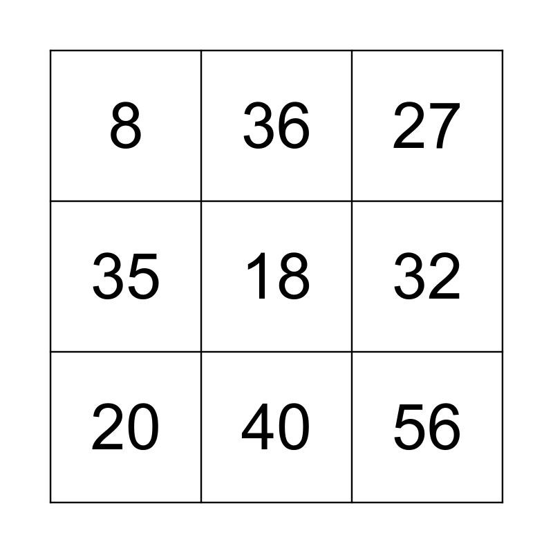 4B 乘法BINGO Card