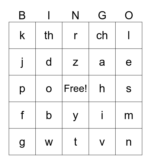 Letter Sound Bingo! Bingo Card
