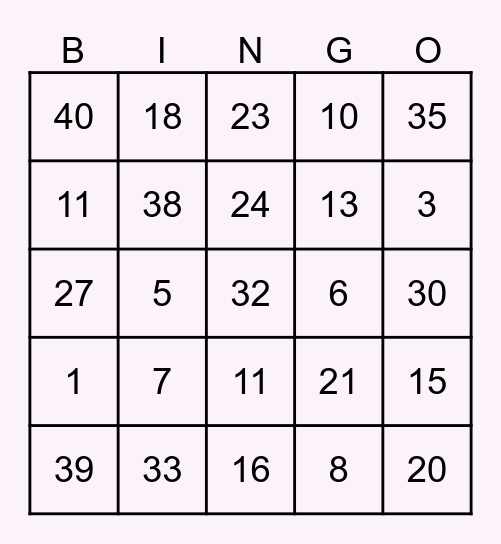 Bingo ma ayang Bingo Card