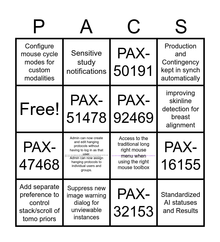 Merge PACS BINGO! Bingo Card