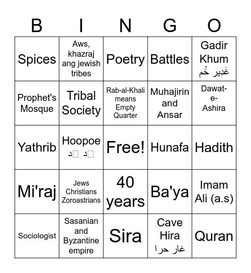 Muslim Societies and Civilization Bingo Card