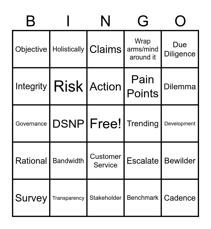 Compliance Bingo Card