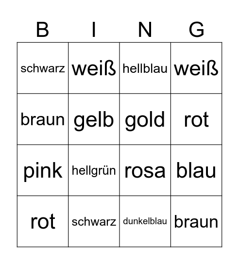 Farben Bingo Card