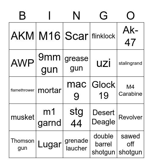 GUNZS Bingo Card