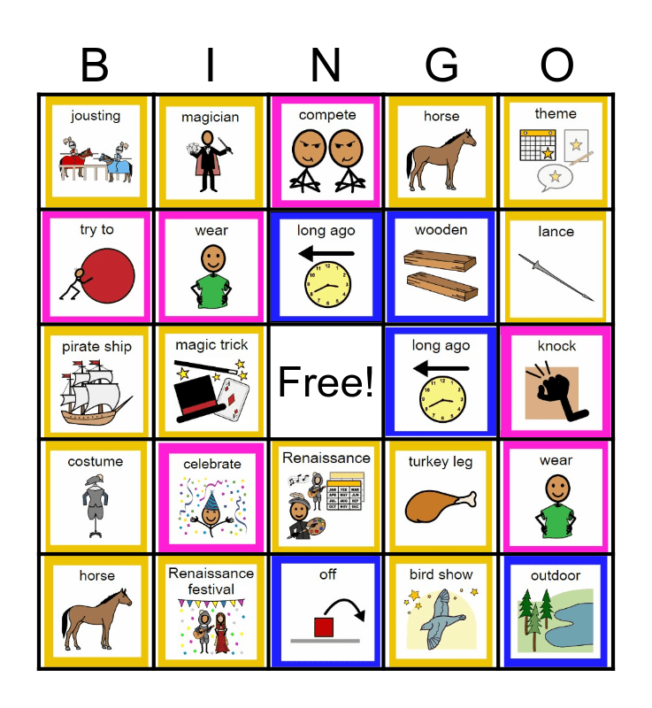 N2Y-Renaissance Festival Bingo Card