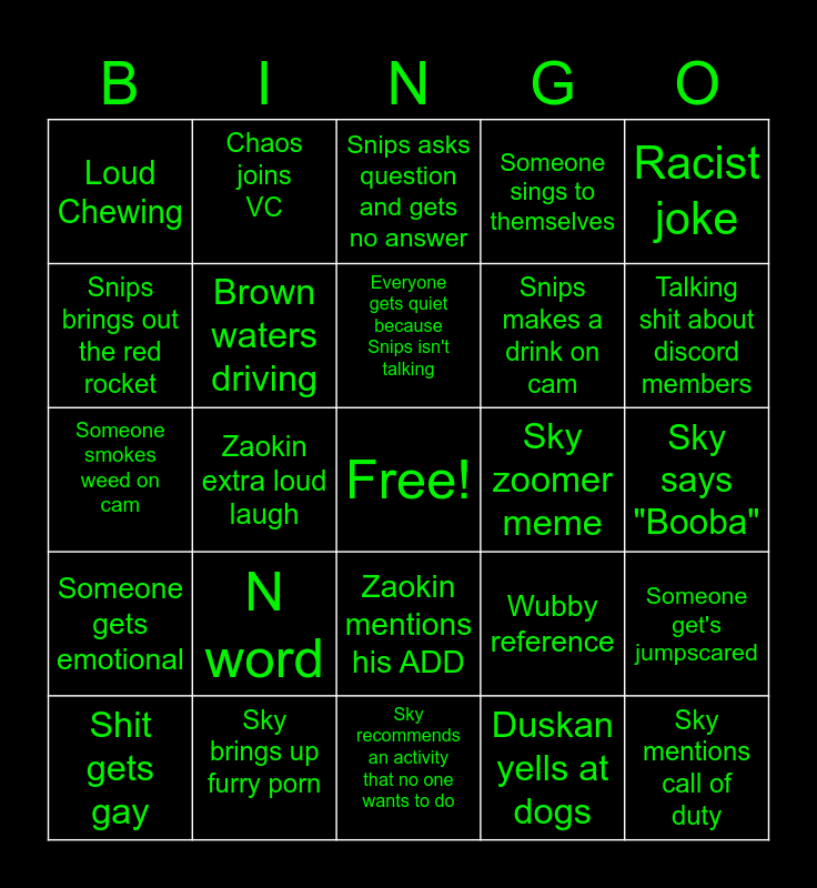 DISCORD BINGO Card