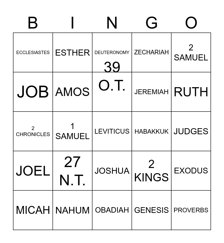 OLD TESTAMENT Bingo Card