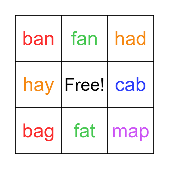 a Phonics Bingo Card
