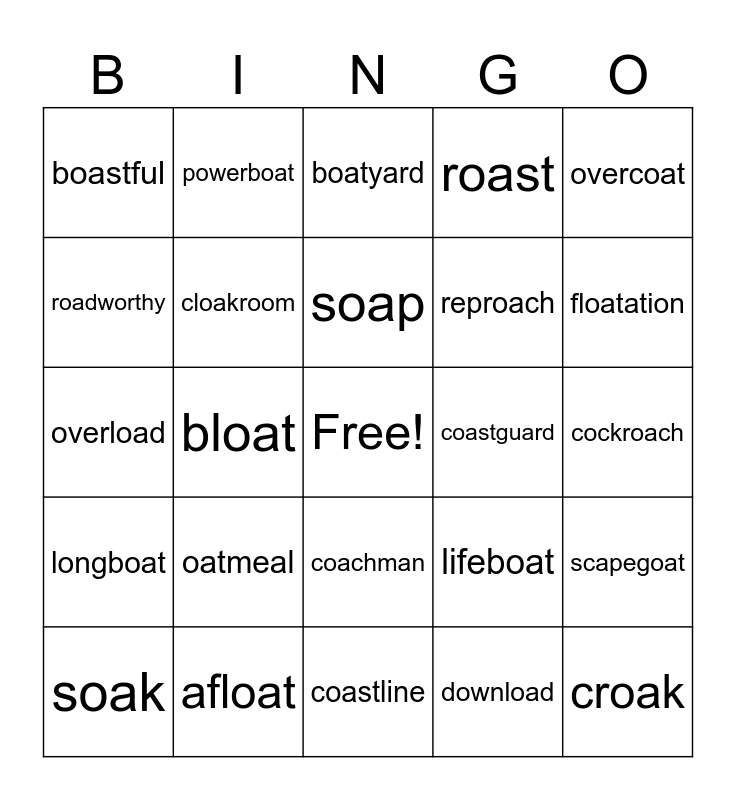 oa Bingo Card