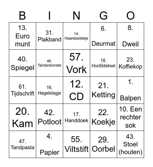 Levend Bingo Card