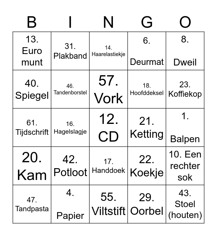 Levend Bingo Card