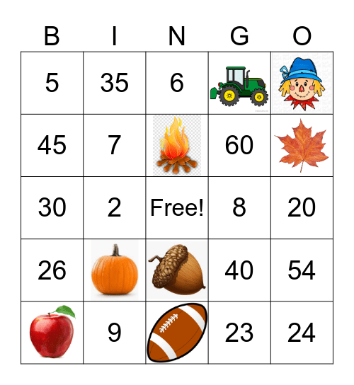 Fall Bingo Card