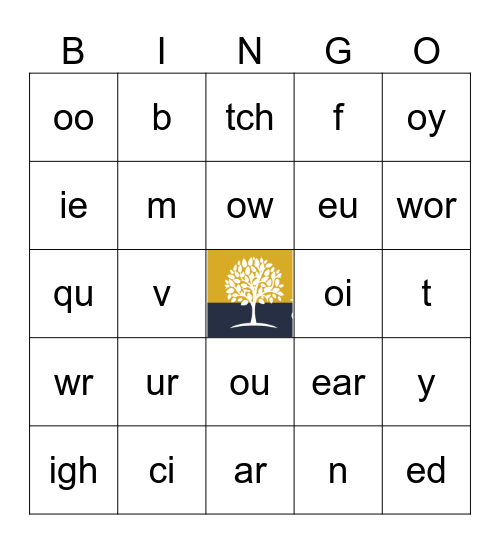 Spalding Phonograms Bingo Card