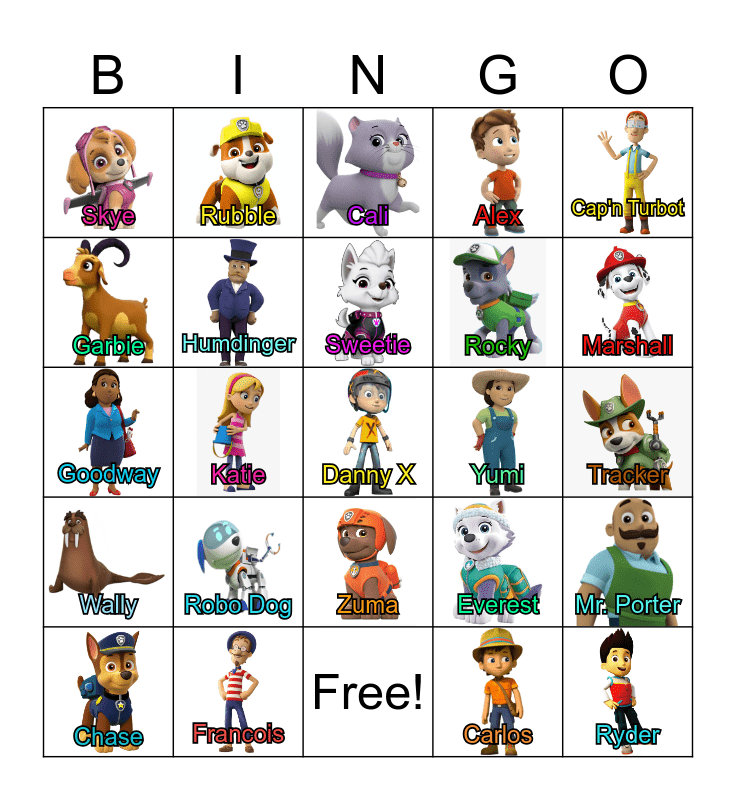 Paw Patrol Bingo Card
