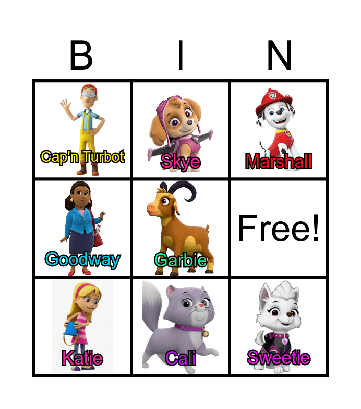 Paw Patrol Bingo Card