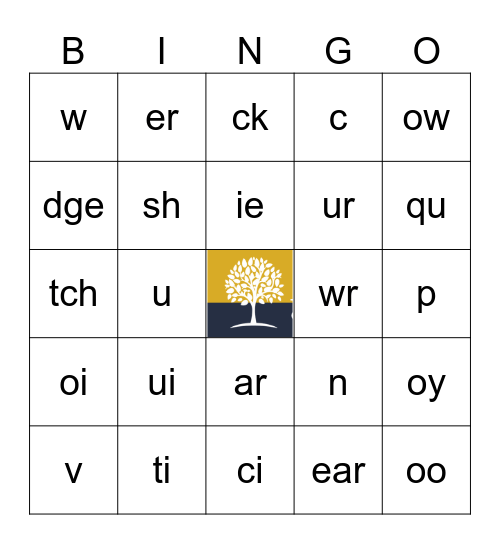 Spalding Phonograms Bingo Card