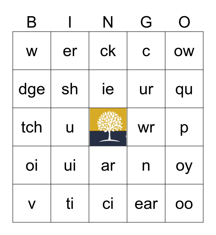 Spalding Phonograms Bingo Card