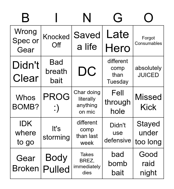 Sarkareth Bunga Bingo Card