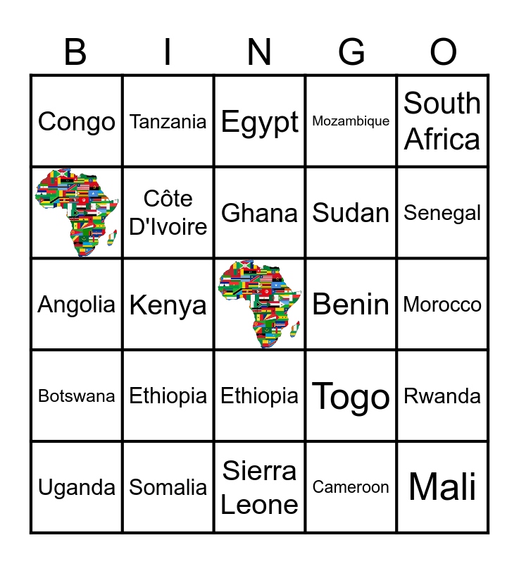 AFRICA Bingo Card