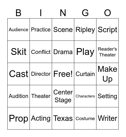 Theater Arts Bingo Card