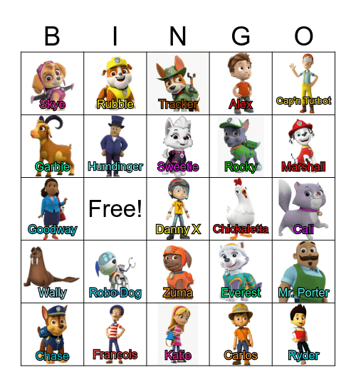 Paw Patrol Bingo Card