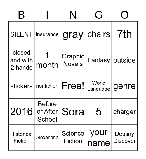 Library Bingo Card