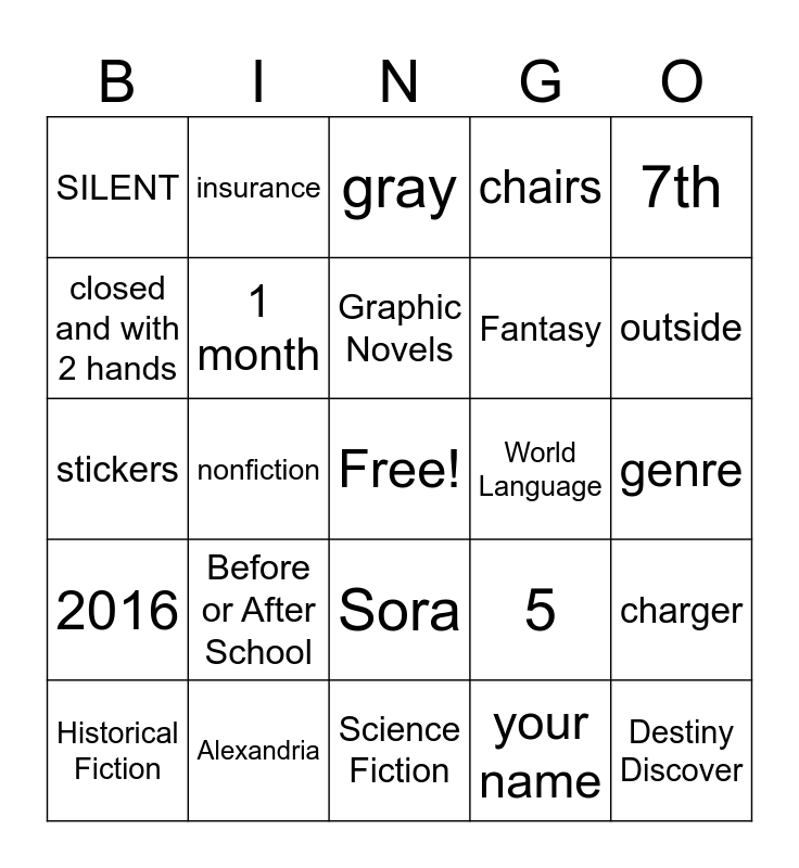 Library Bingo Card