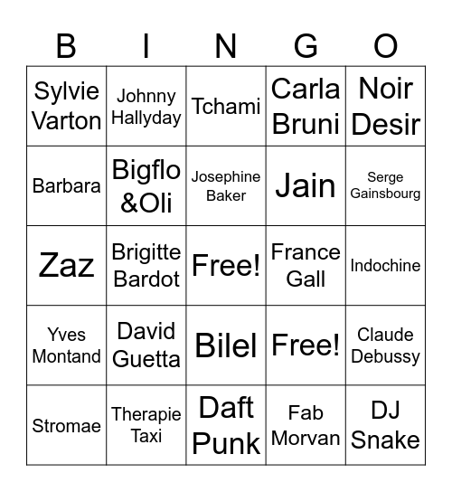 France Bingo Card