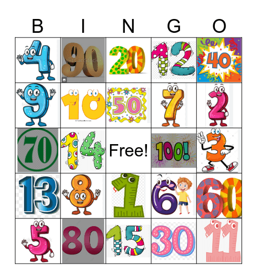 Numbers Bingo Card