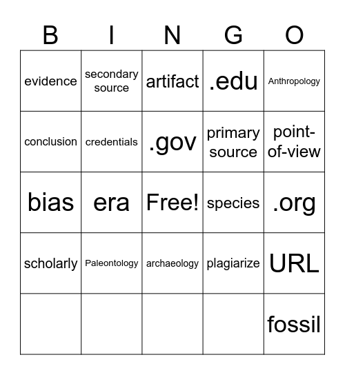 Geography Bingo Card