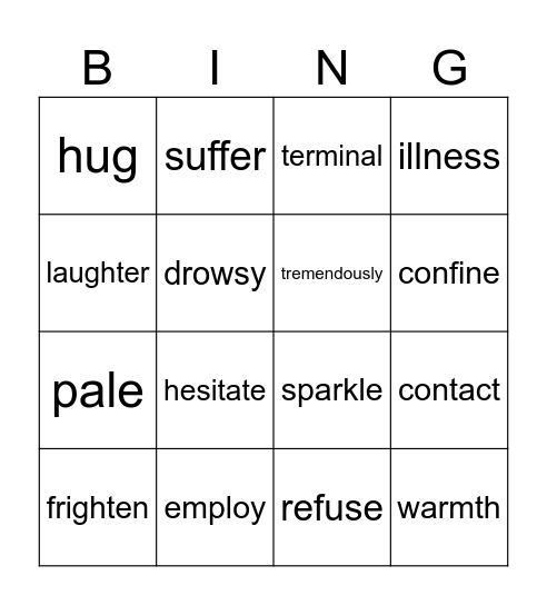 B3U1 words Bingo Card